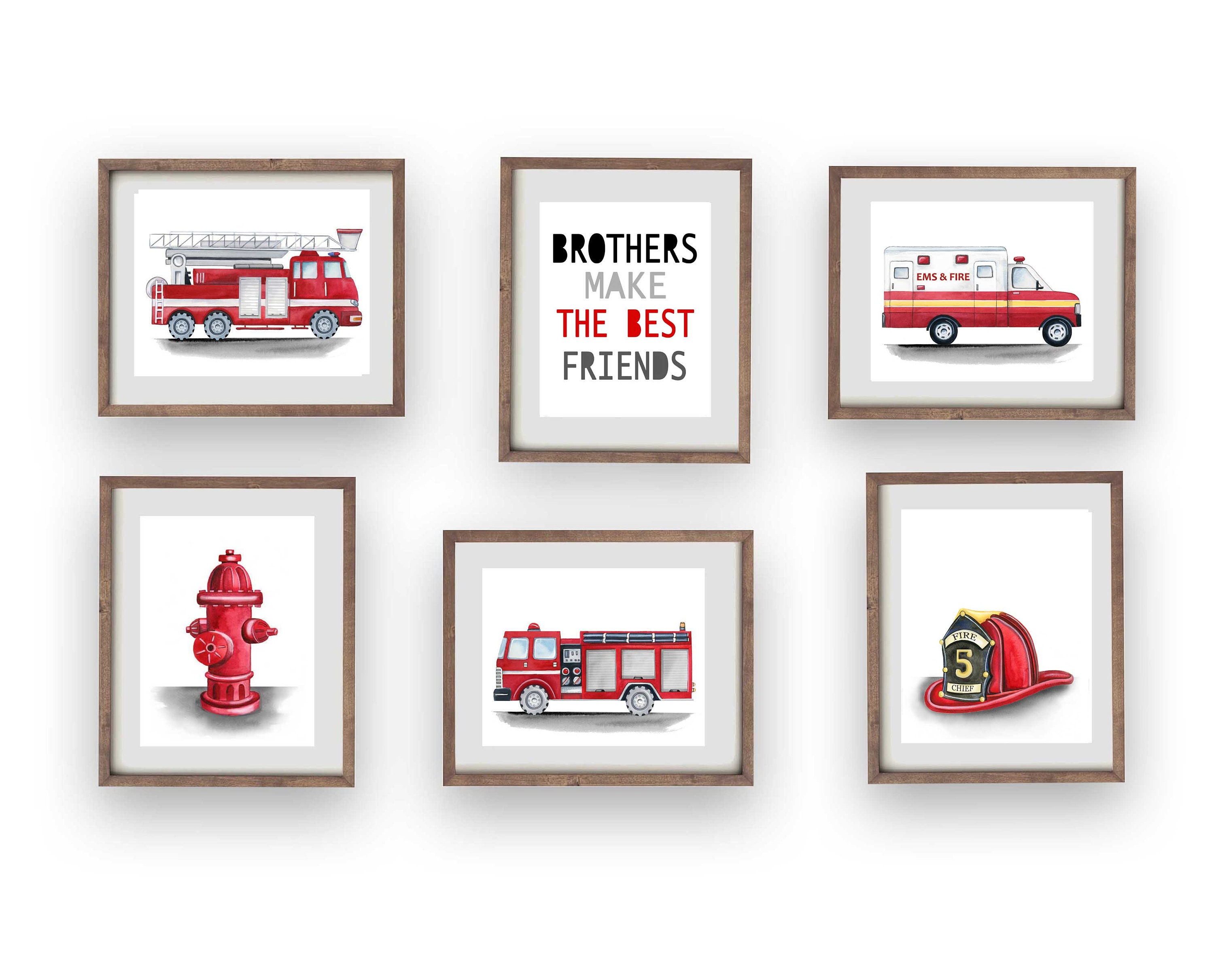 Fire Truck Wall Decor Fire Truck Art Print Boy Nursery Art - Etsy