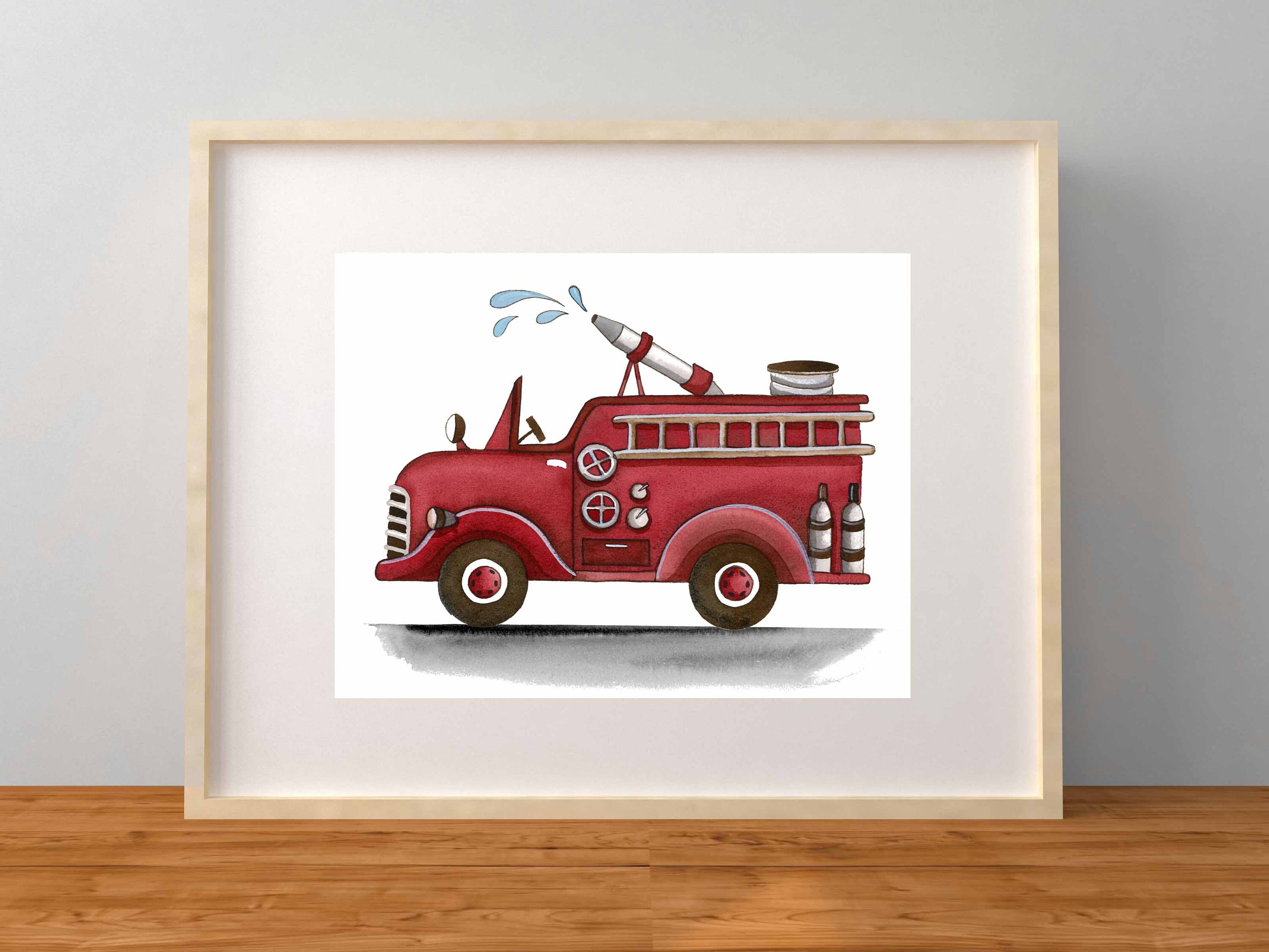 Fire Truck Wall Decor Fire Truck Art Print Boy Nursery Art - Etsy