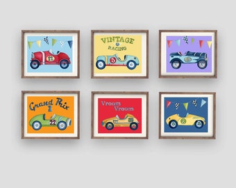 Race Car Wall Art Decor Vintage Racing Prints for Boy Nursery | Etsy