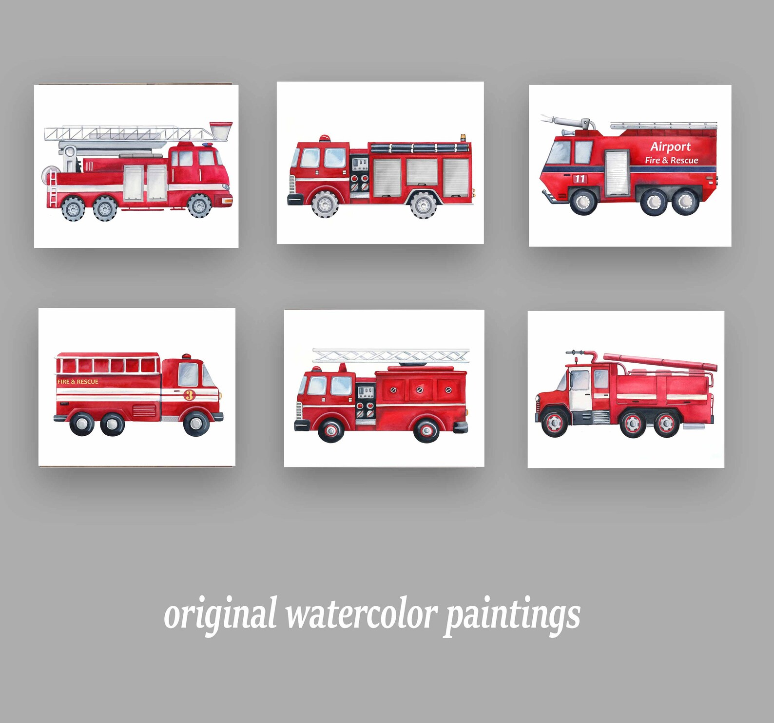 Fire truck wall decor fire truck art print boy nursery art | Etsy