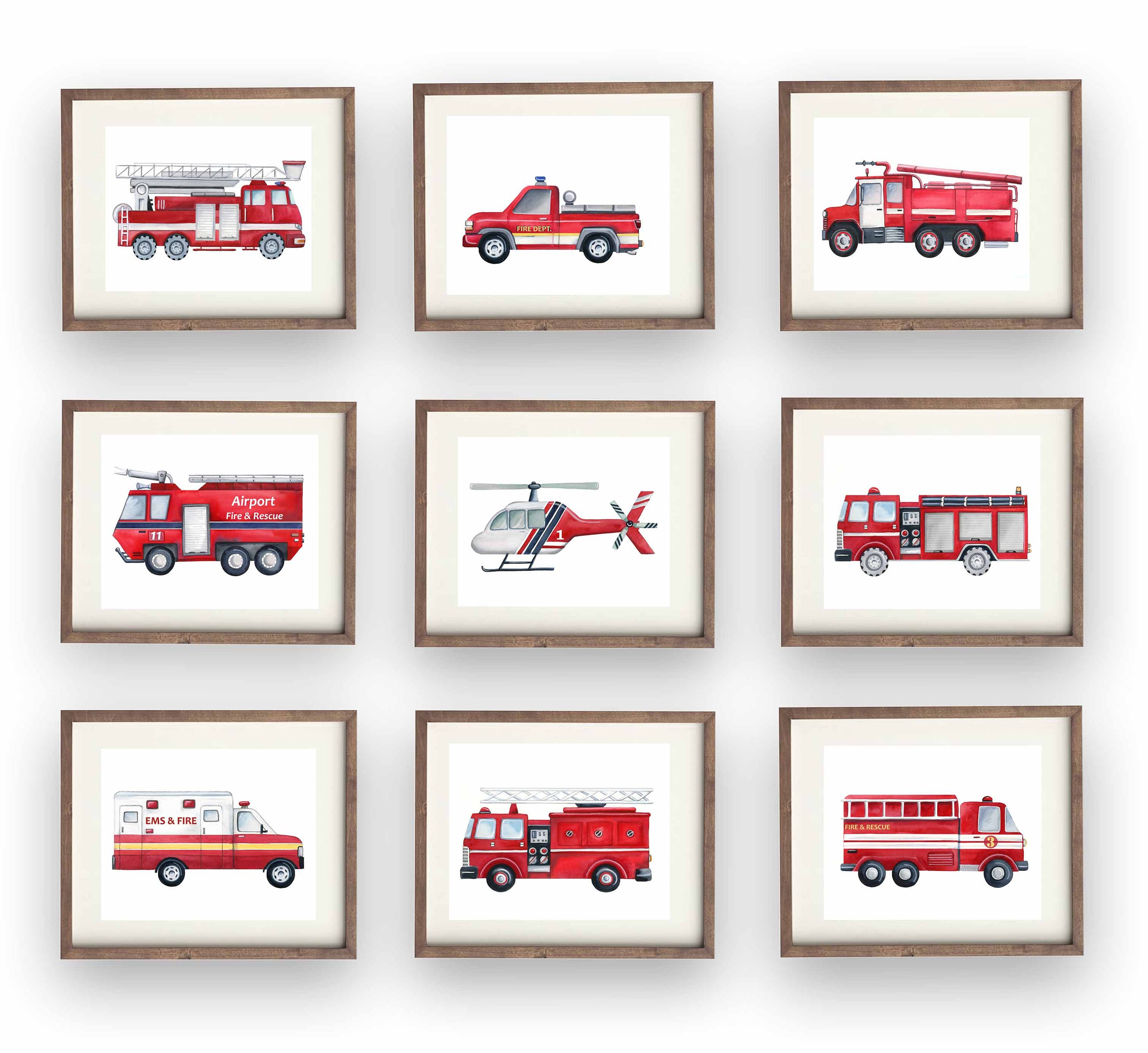 Fire Truck Wall Art Fire Truck Nursery Art Print Firemen Art - Etsy