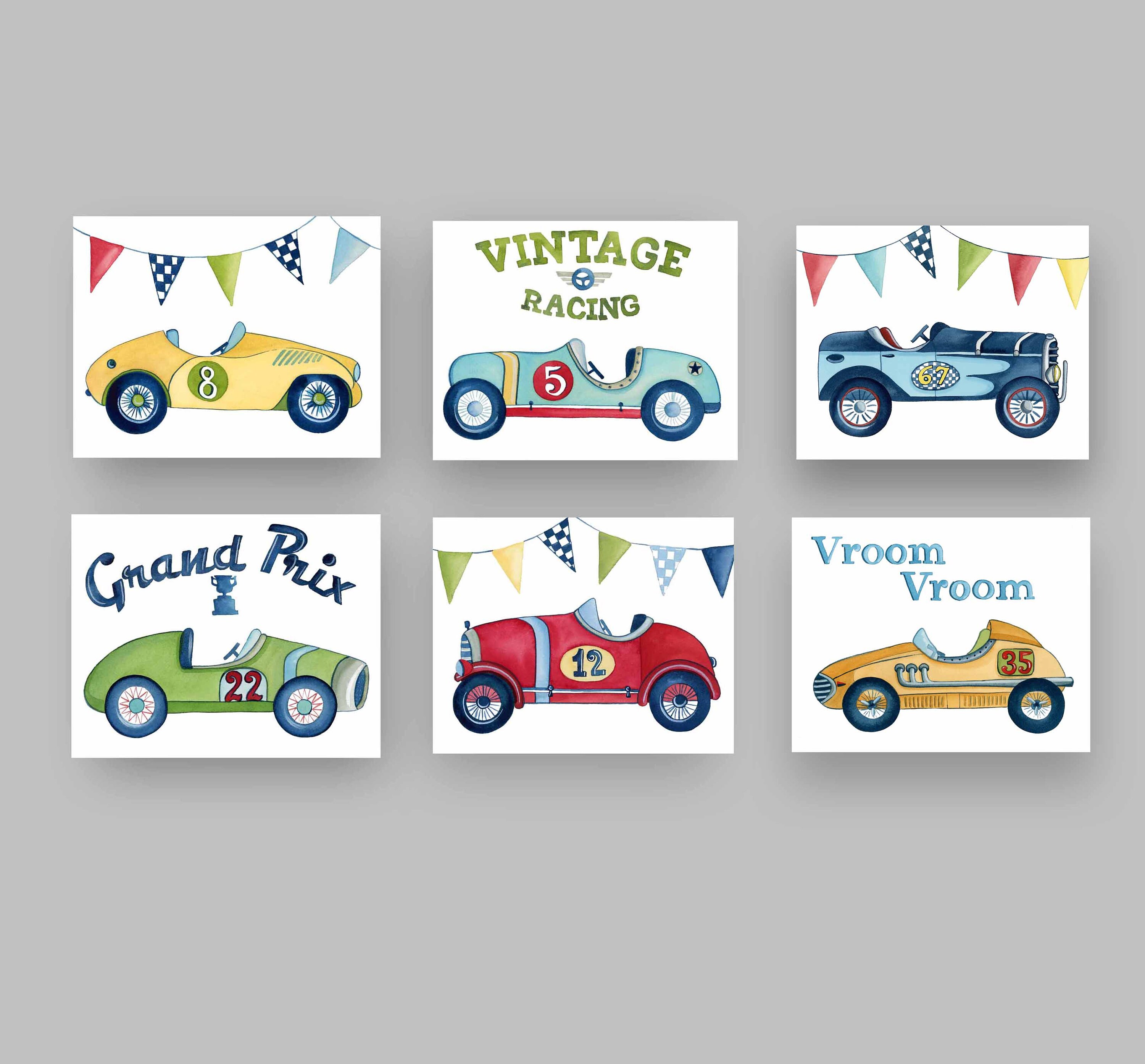 Race Car Wall Art Decor Vintage Racing Prints for Boy Nursery - Etsy