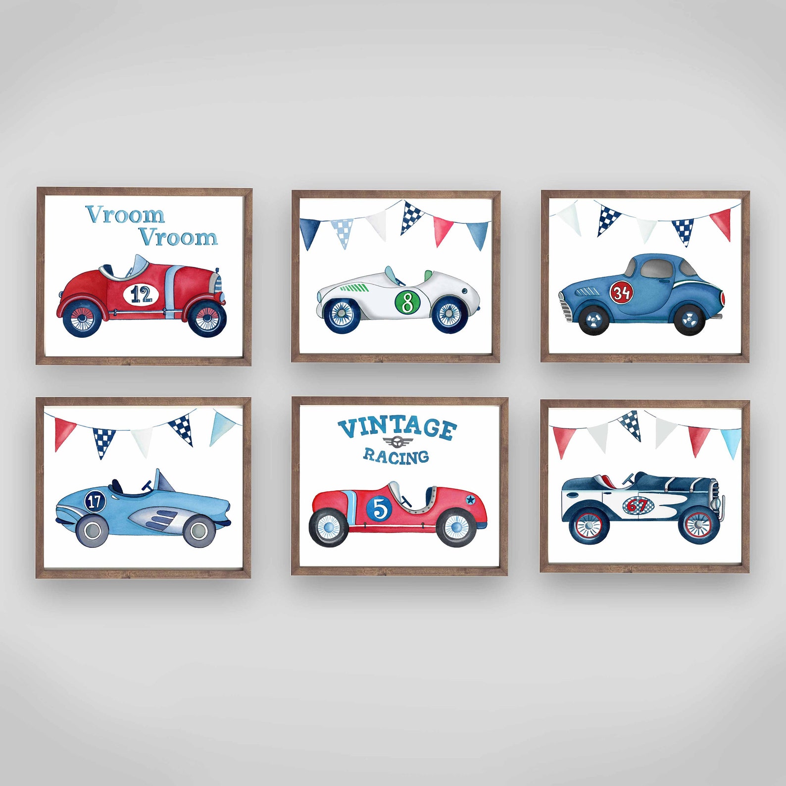 Race Car Wall Art Decor Vintage Racing Prints for Boy Nursery - Etsy