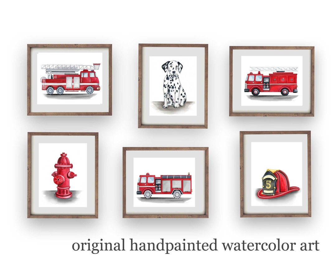 Fire Truck Wall Decor, Fire Truck Art Print, Boy Nursery Art, Printable ...