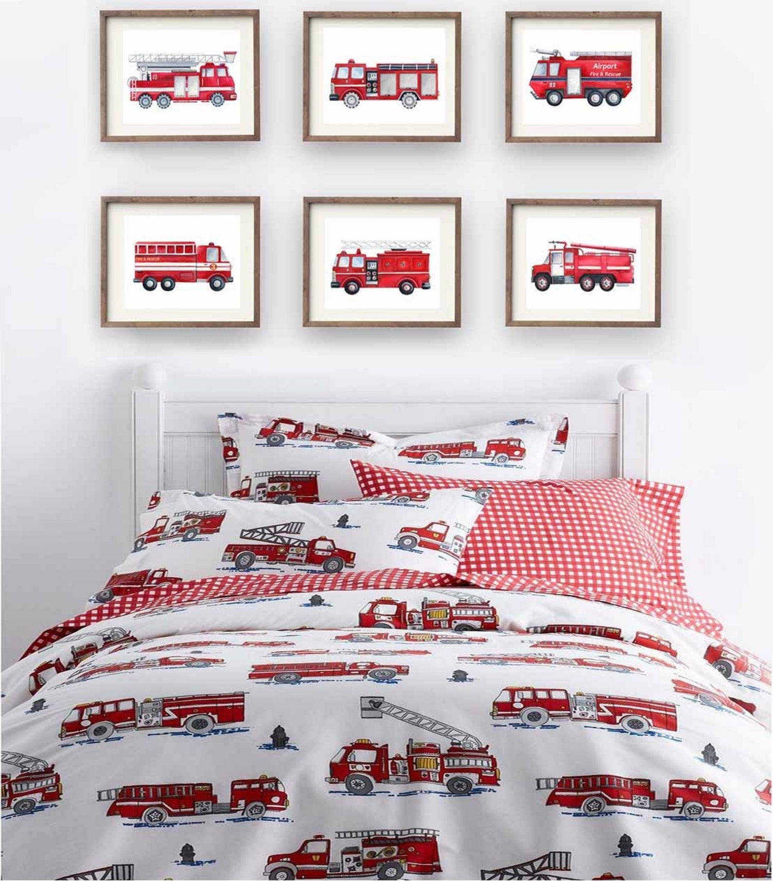 Fire truck wall decor fire truck art print boy nursery art | Etsy