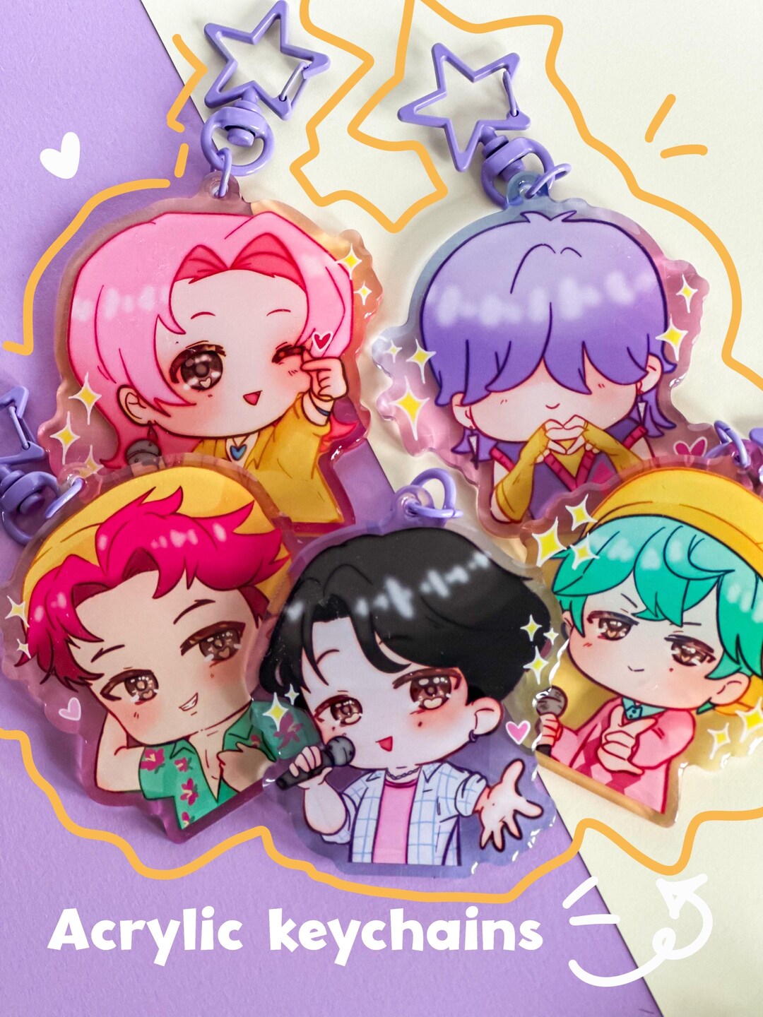 Cute Acrylic Keychain | Chibi Character Charm | Kawaii Bag Accessory ...