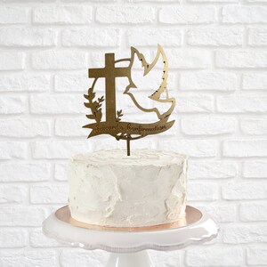 Personalized Confirmation Cake Topper. Dove & Cross, Religious Decor - Etsy