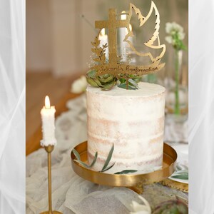 Personalized Confirmation Cake Topper. Dove & Cross, Religious Decor - Etsy