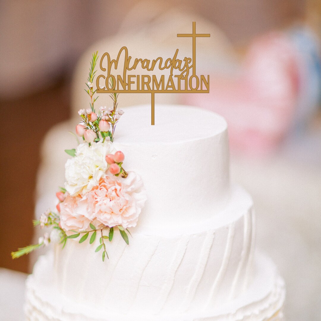 Personalized Confirmation Cake Topper With Cross, Confirmation Cake ...