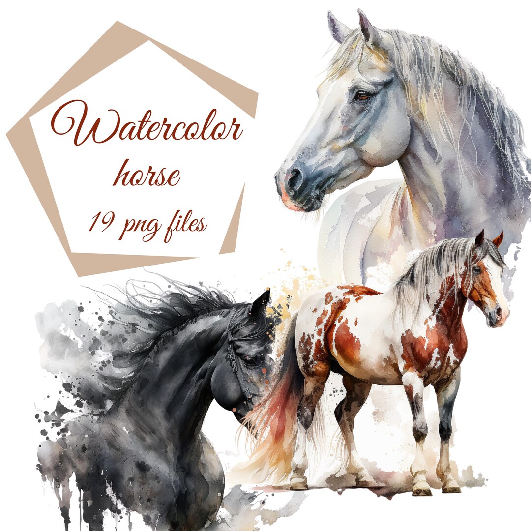 Watercolor Horses Clipart, Horse Illustration, Watercolor Clipart ...