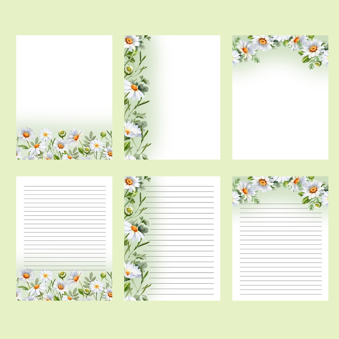 Daisy Flower, Printable Stationary, Flower Stationary, Floral Writing ...