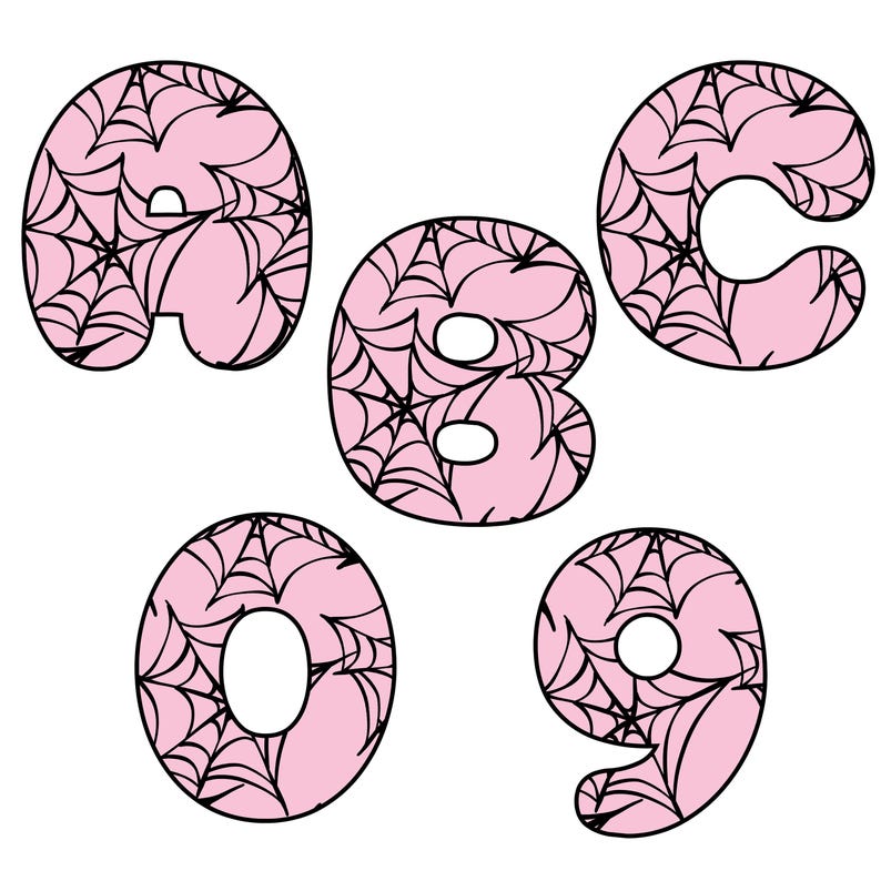Pink Halloween Doodle Alphabet Clipart, Halloween Clipart, Pink ...