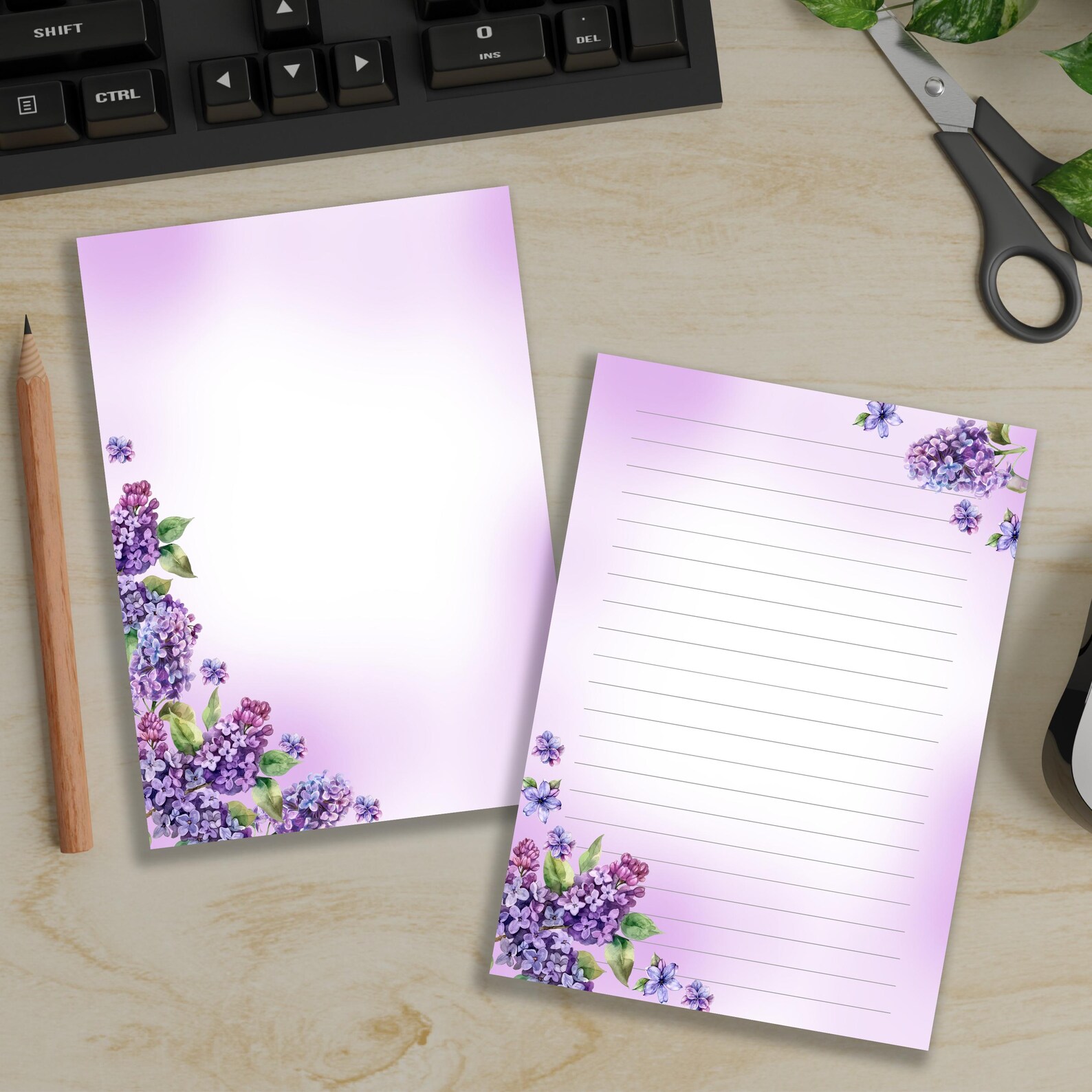 Lilac Flower Stationary, Lilac Printable, Flower Stationary, Floral ...