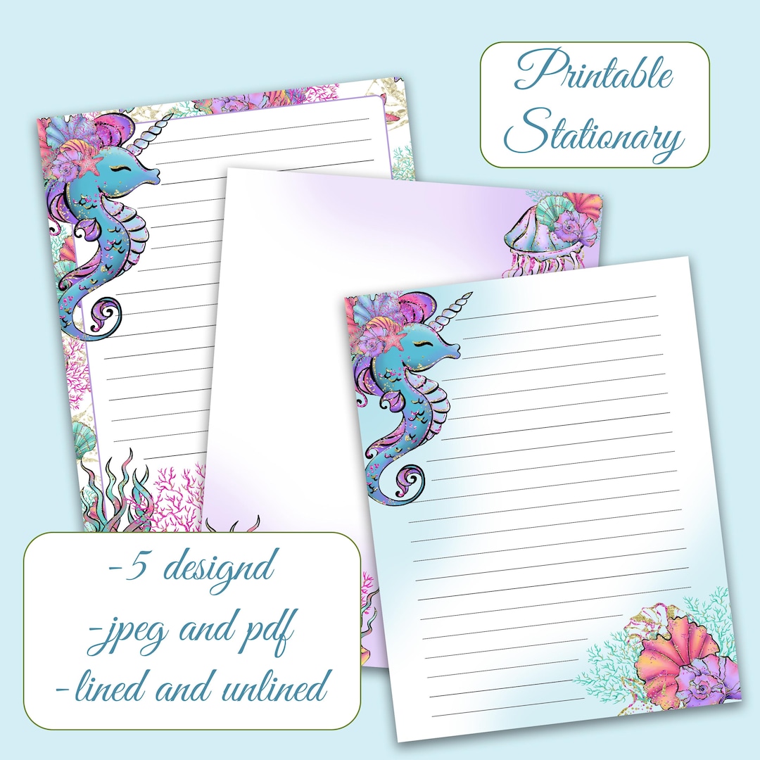 Sea Printable Stationary, Ocean Stationary, Writing Paper, Letter Paper ...