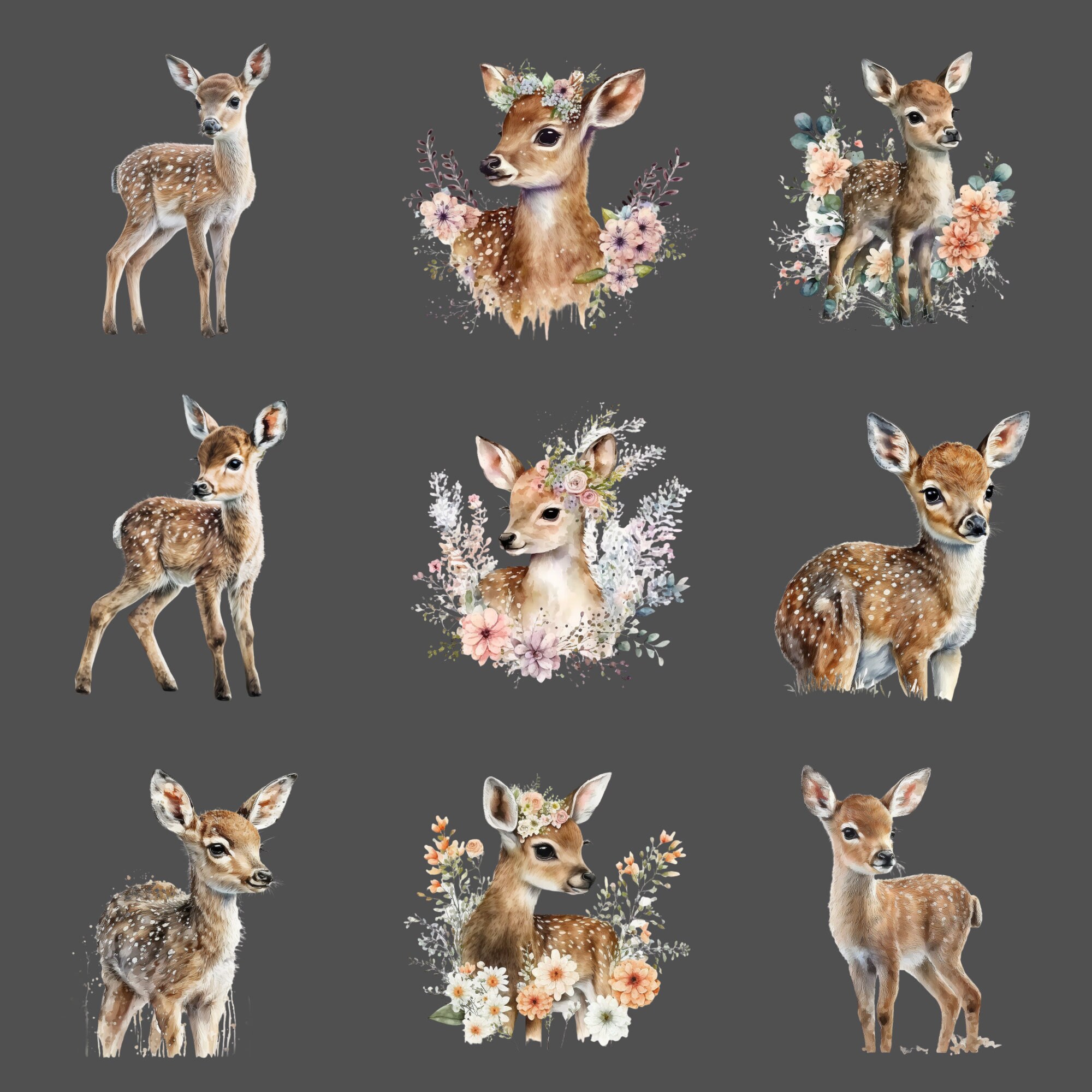 Watercolor Deer Clipart Baby Deer Illustration Cute Deer - Etsy