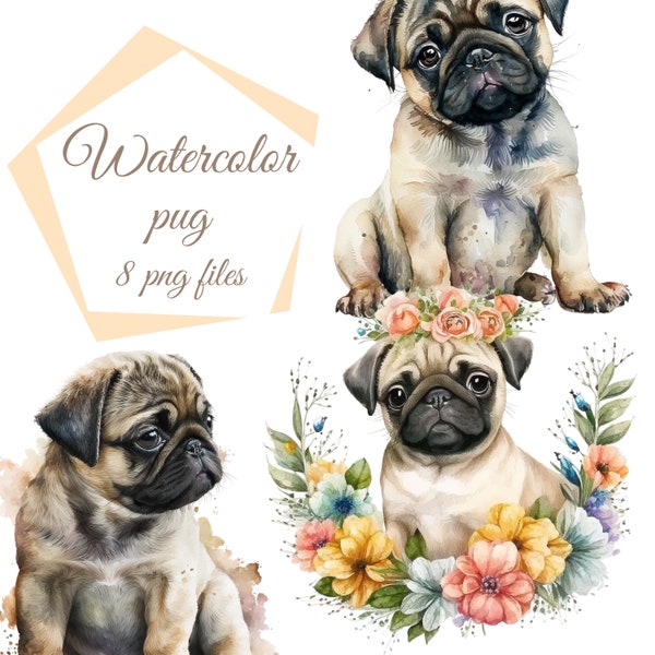 Pug Watercolor - Etsy