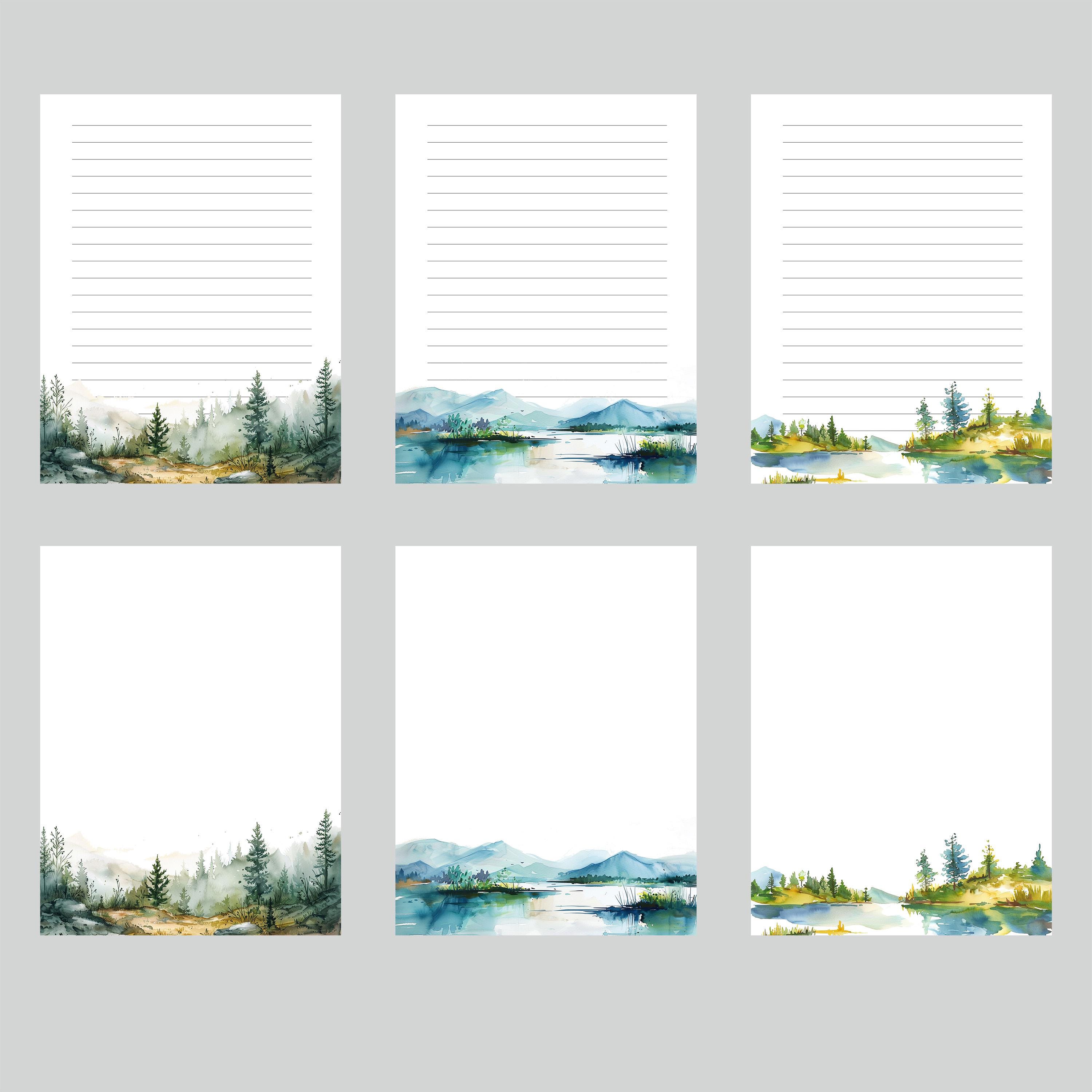 Landscape Printable Stationary, Forest Stationary, Mountain Writing ...