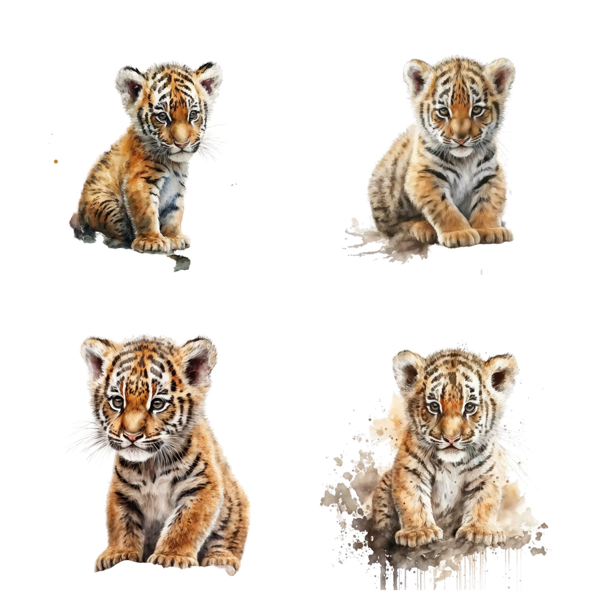 Watercolor Tiger Clipart, Cute Tiger, Baby Tiger Clipart, Watercolor ...