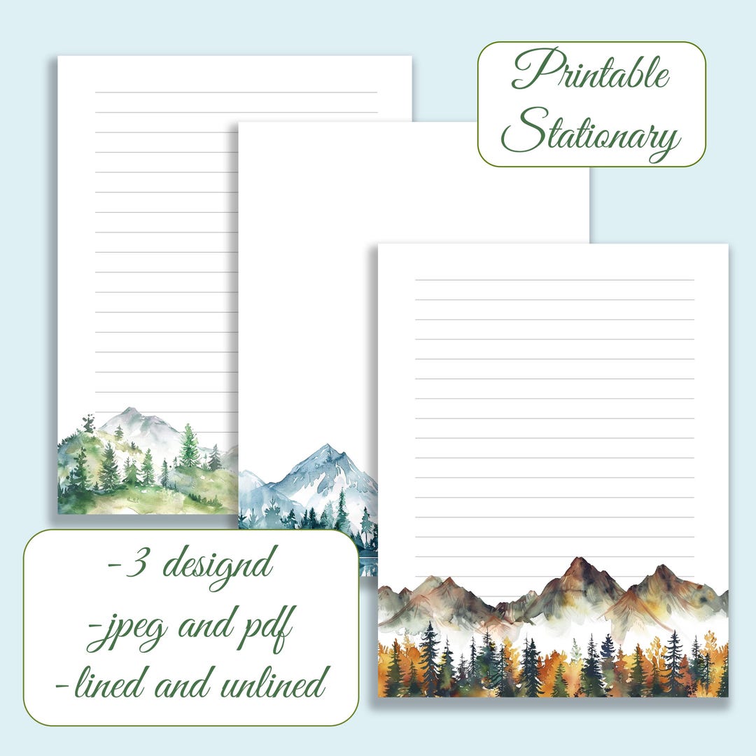 Mountain Printable Stationary, Landscape Stationary, Writing Paper ...