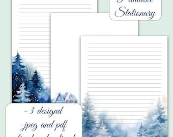 Winter Printable Stationary, Forest Stationary, Forest Writing Paper ...