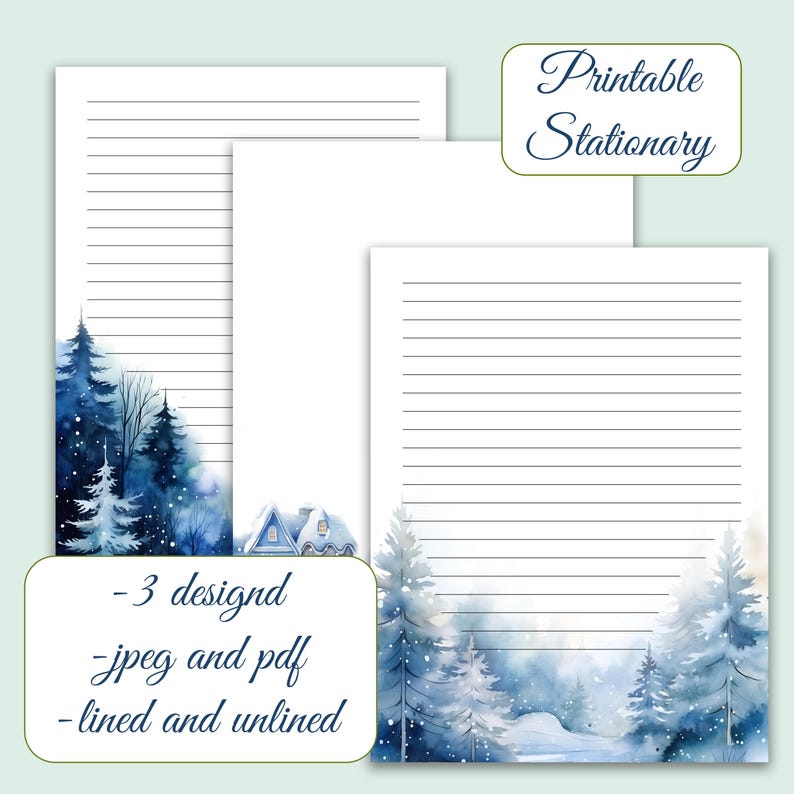 Winter Printable Stationary, Forest Stationary, Forest Writing Paper ...