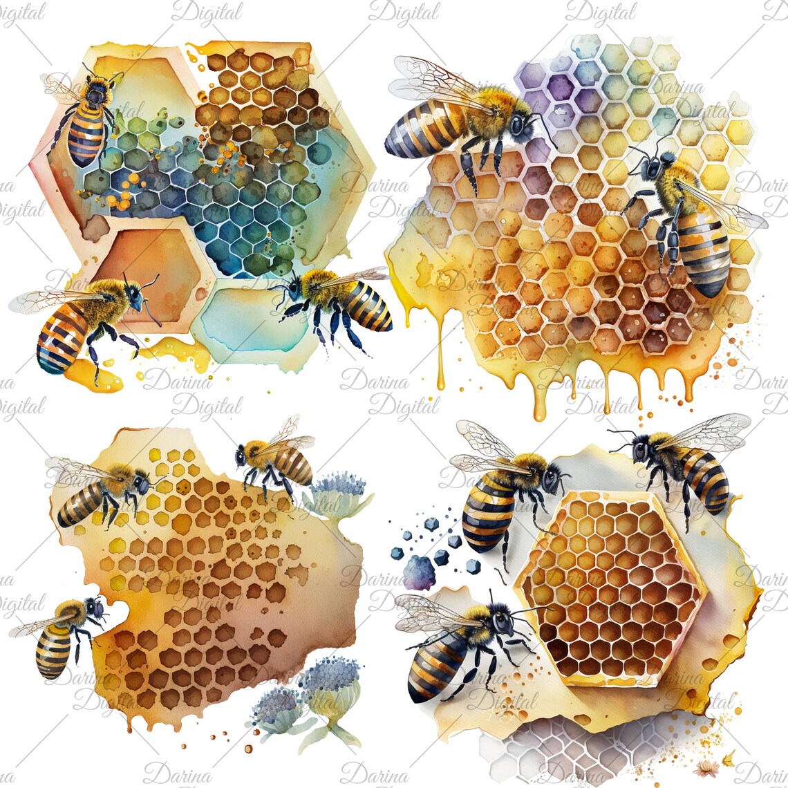 Watercolor Bee Clipart, Watercolor Bee, Watercolor Clipart, Bee ...