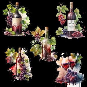 Watercolor Wine Clipart, Wine and Cheese Clipart, Wine Illustration ...