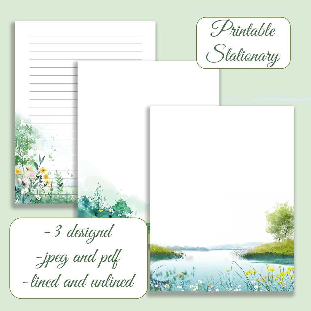 Spring Lake Printable Stationary, Spring Stationary, Writing Paper ...