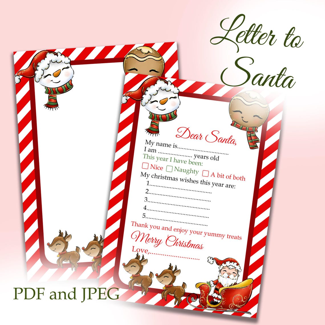 Letter to Santa PDF, Santa Letter Printable, to Santa Template, DIY ...