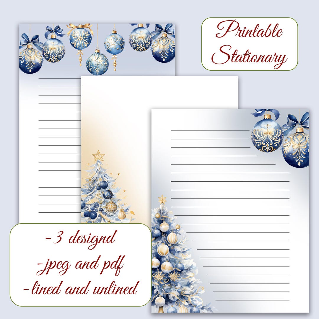 Christmas Stationary, Printable Stationary, Writing Paper, Letter Paper ...