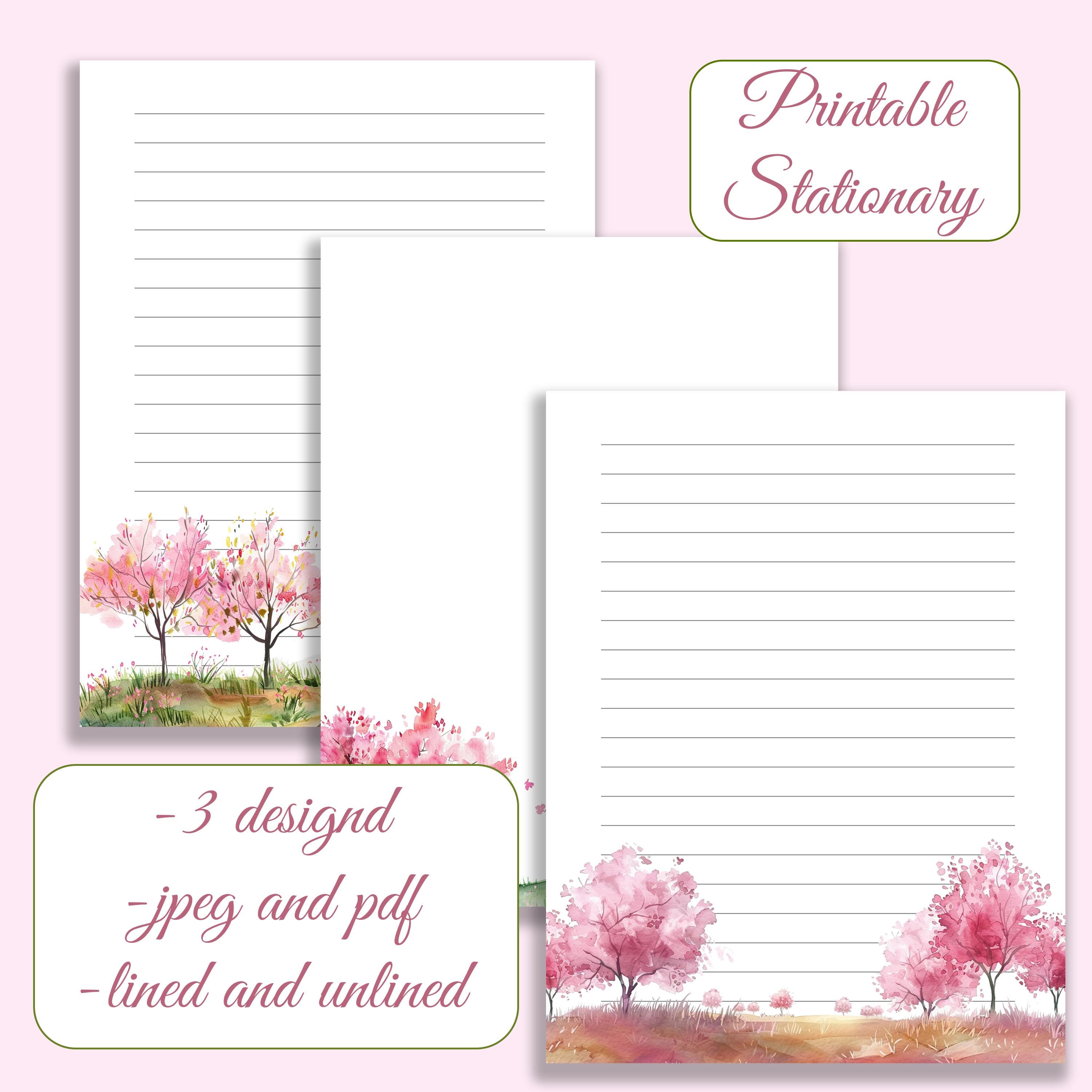 Spring Trees Printable Stationary, Spring Stationary, Writing Paper ...