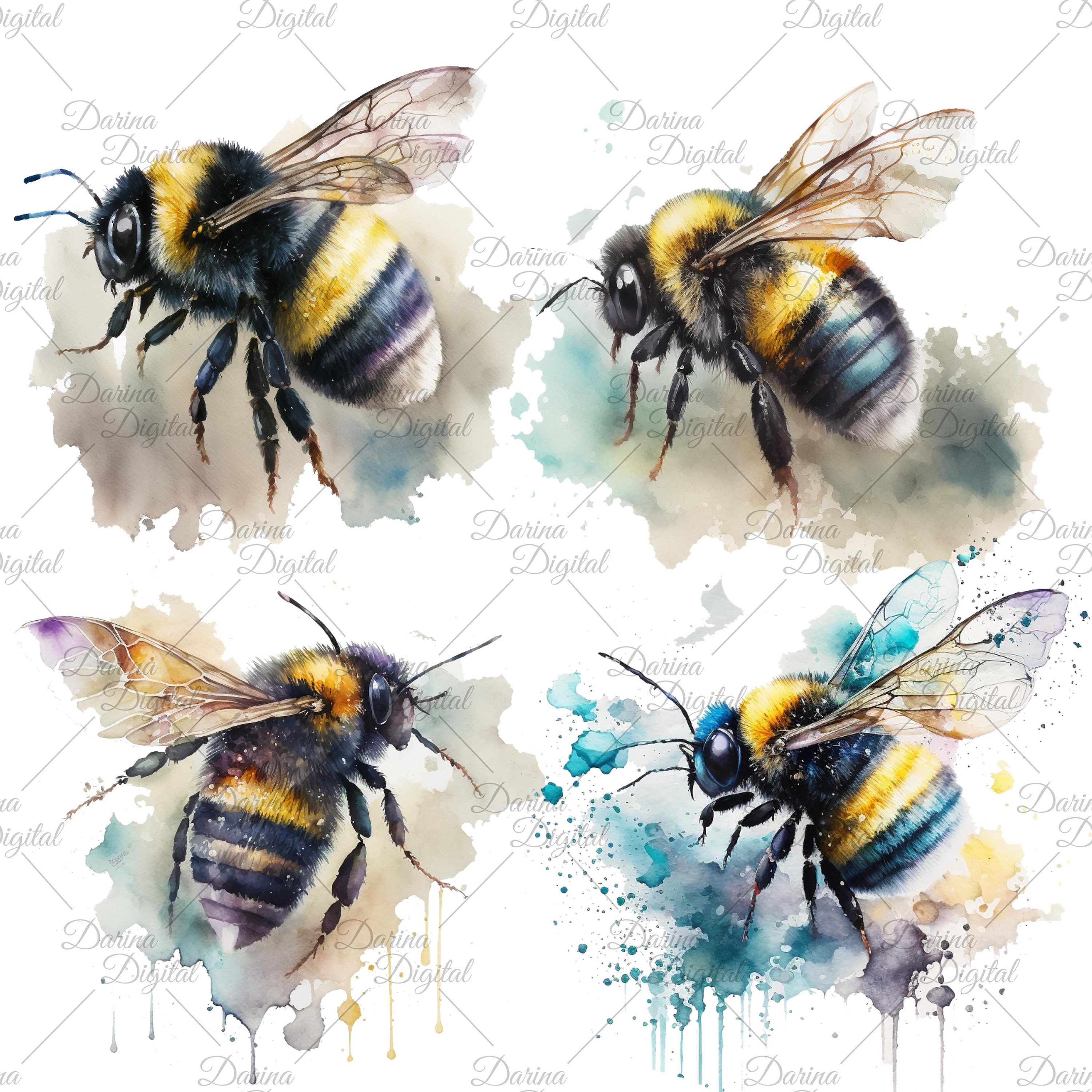 Watercolor Bee Clipart, Watercolor Bee, Watercolor Clipart, Bee ...