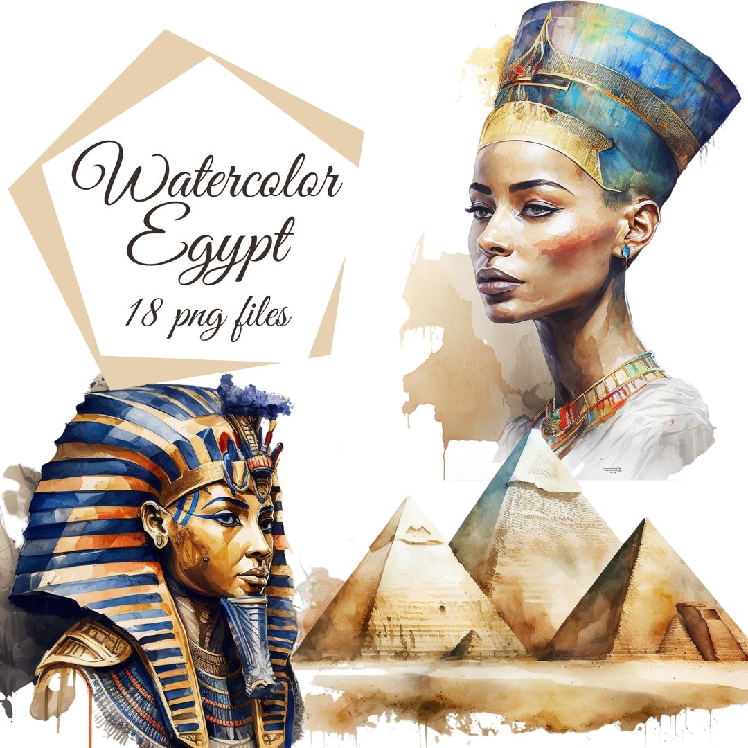 Egypt Clipart, Watercolor Egypt Illustration, Pyramid Clipart ...