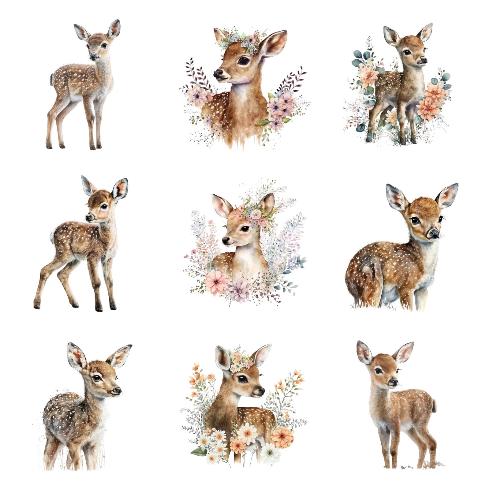 Watercolor Deer Clipart Baby Deer Illustration Cute Deer - Etsy