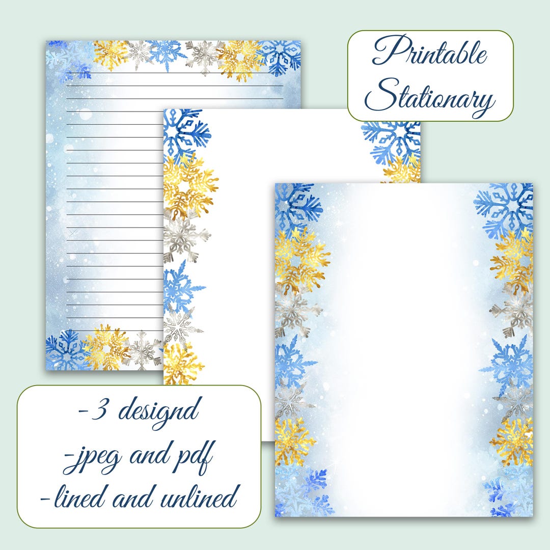 Printable Stationary, Winter Stationary, Snowflakes Writing Paper ...