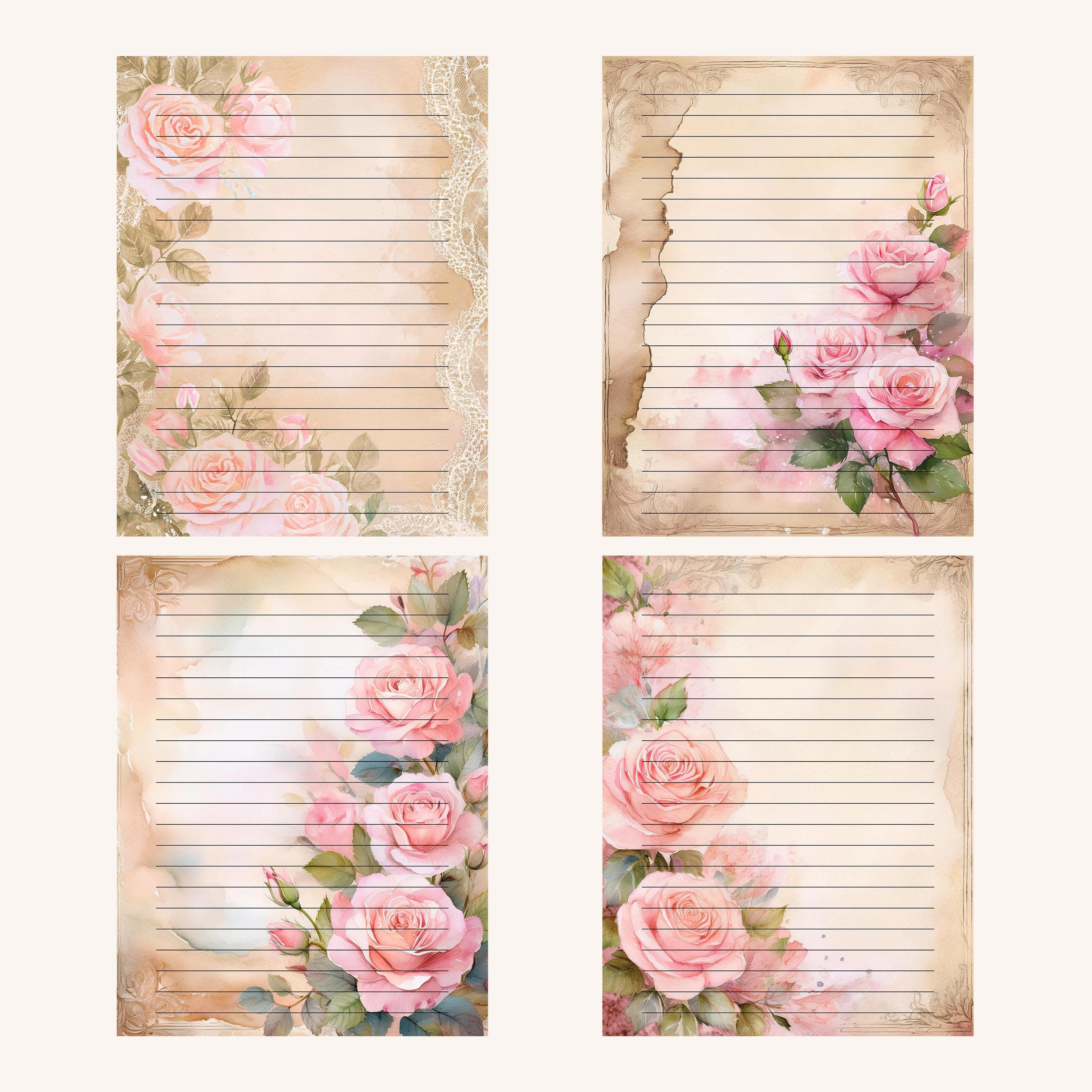 Pink Roses, Printable Stationary, Pink Stationary, Rose Writing Paper ...