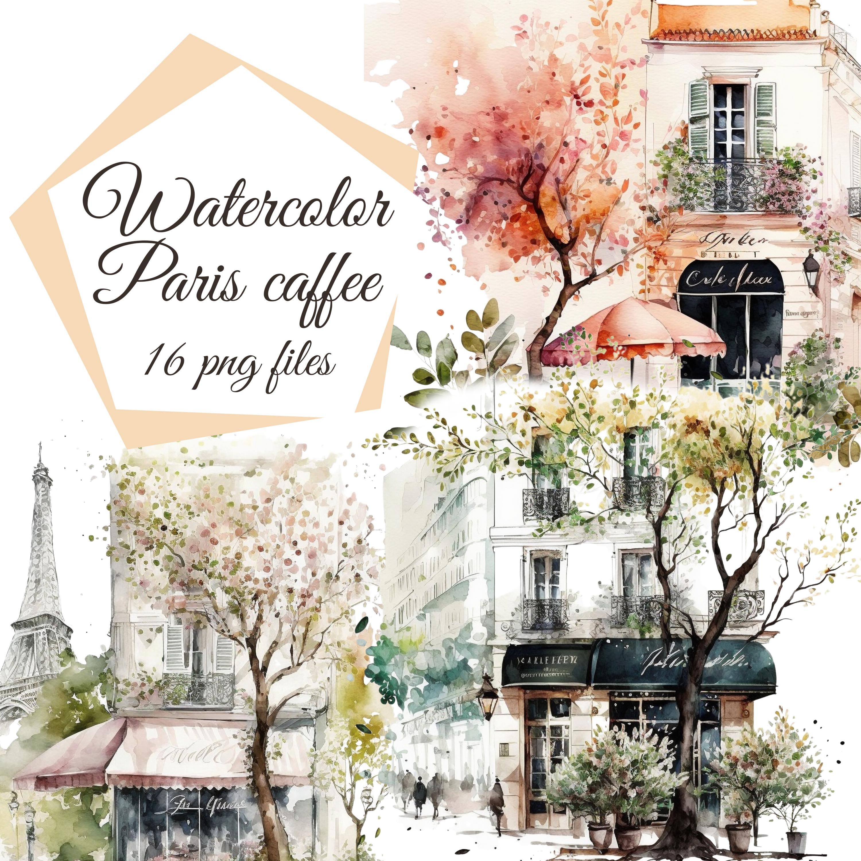 Paris Coffee Clipart, Watercolor Coffee Shop, Spring Shop Clipart ...