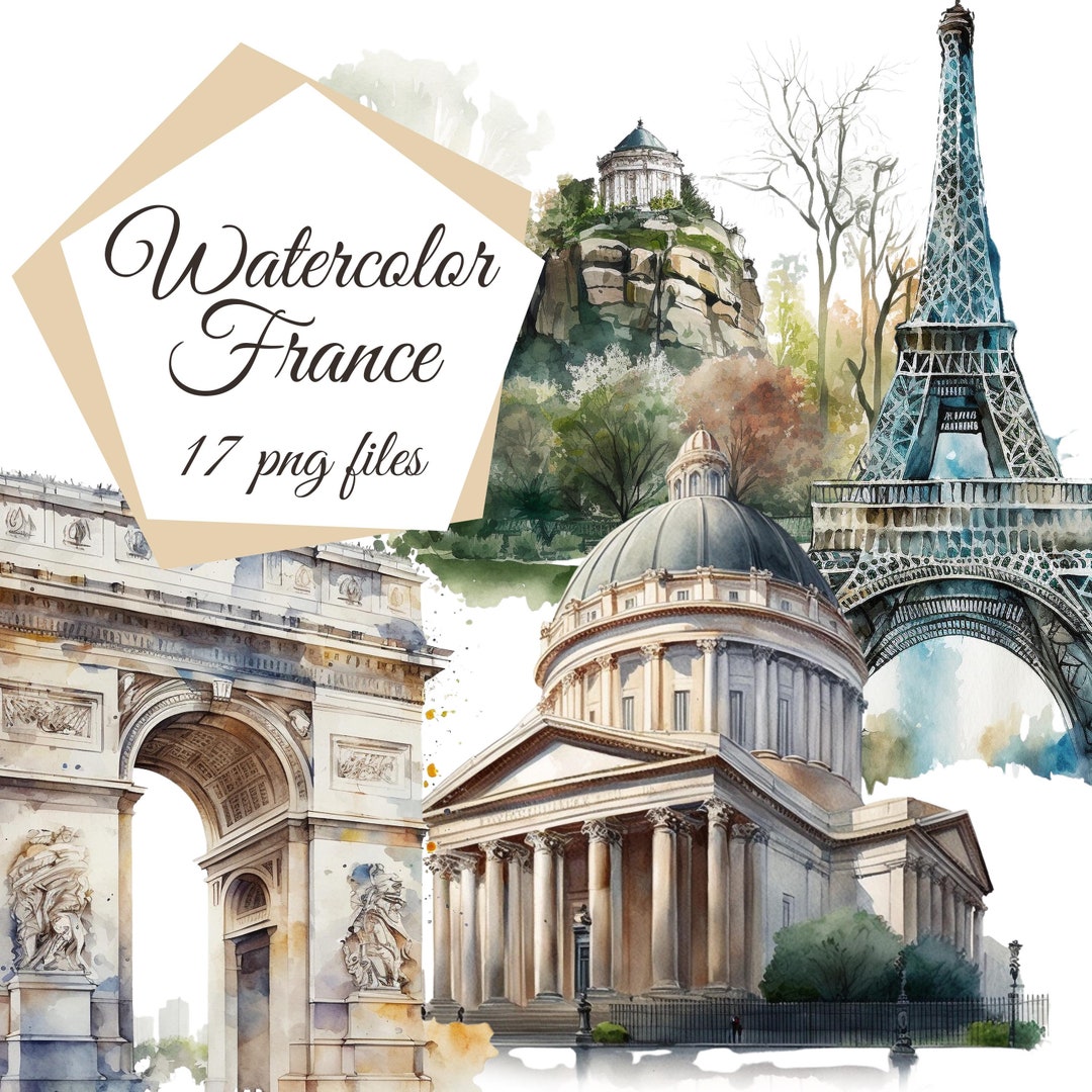 France Clipart, Watercolor France Illustration, Travel Clipart, France ...