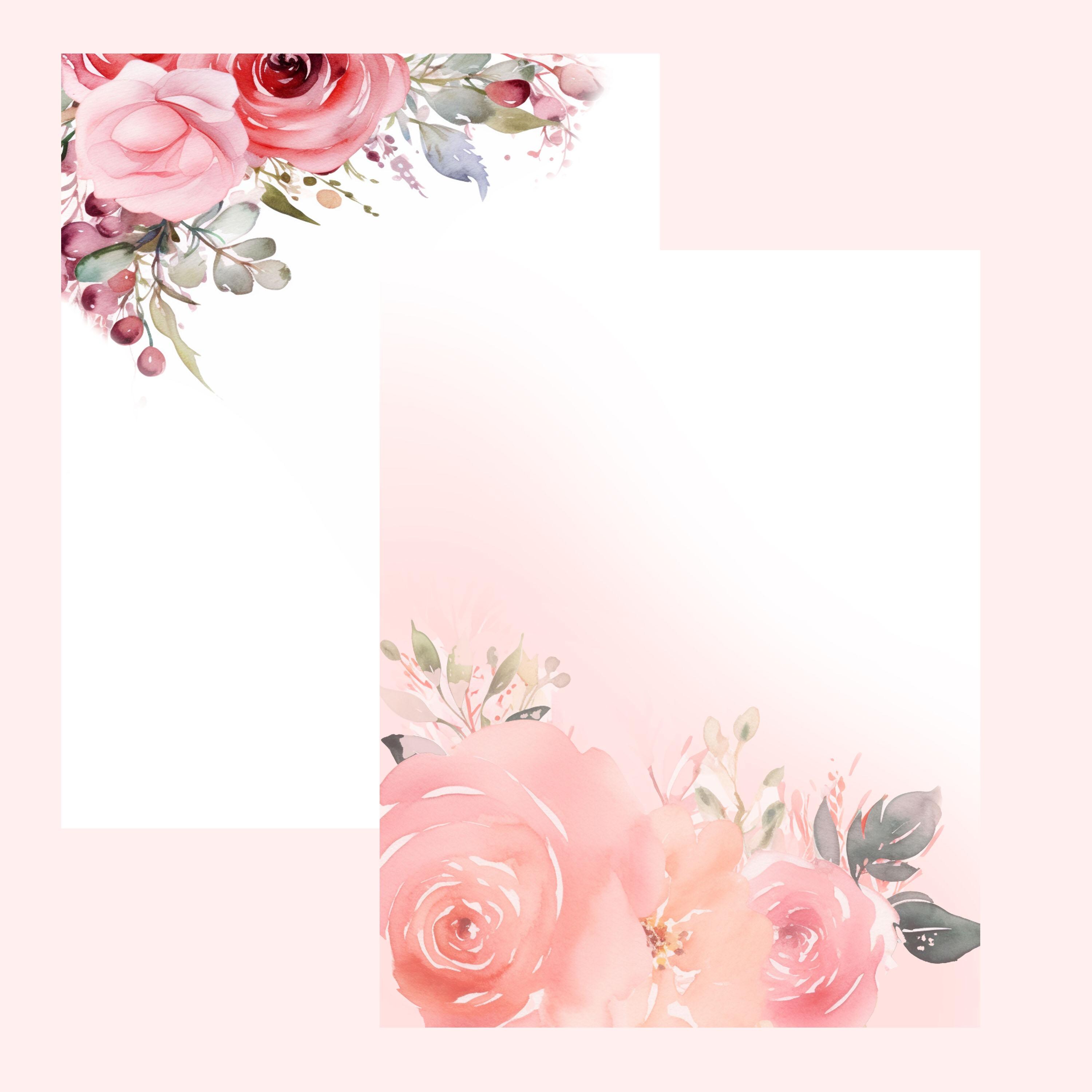 Pink Flower, Printable Stationary, Pink Stationary, Floral Writing ...