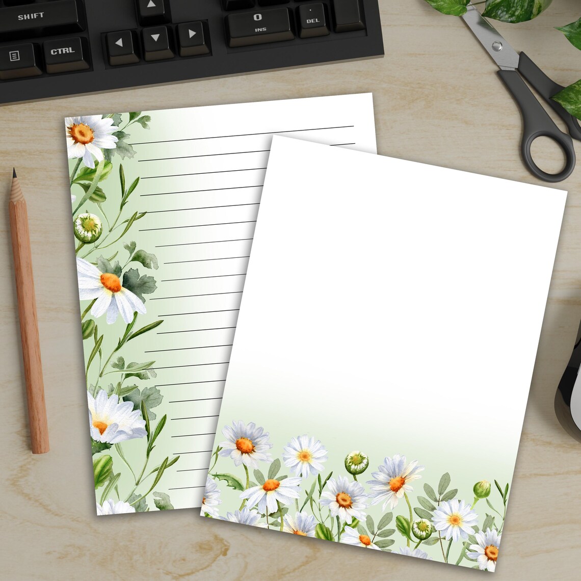 Daisy Flower, Printable Stationary, Flower Stationary, Floral Writing ...