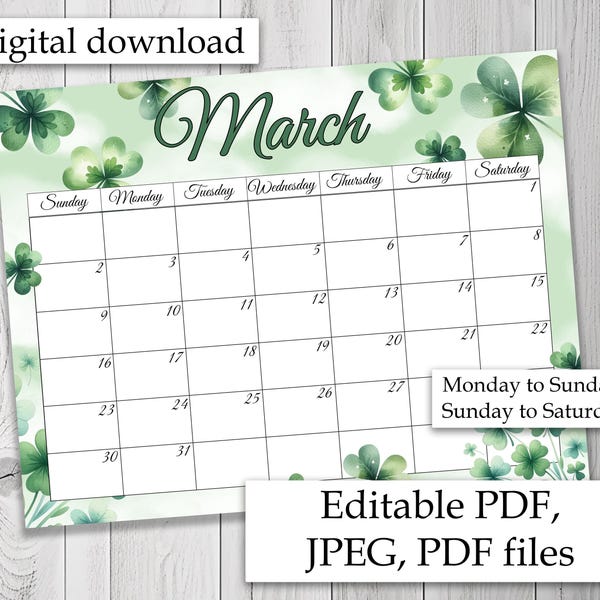 March 2025 Printable Calendar - Etsy
