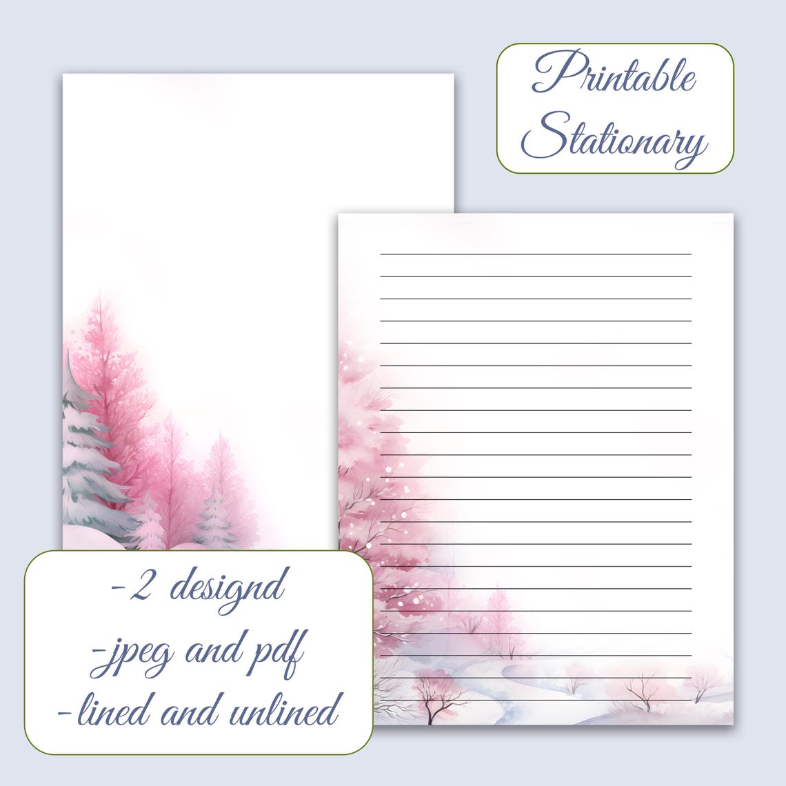 Printable Stationary, Winter Stationary, Winter Writing Paper, Letter ...