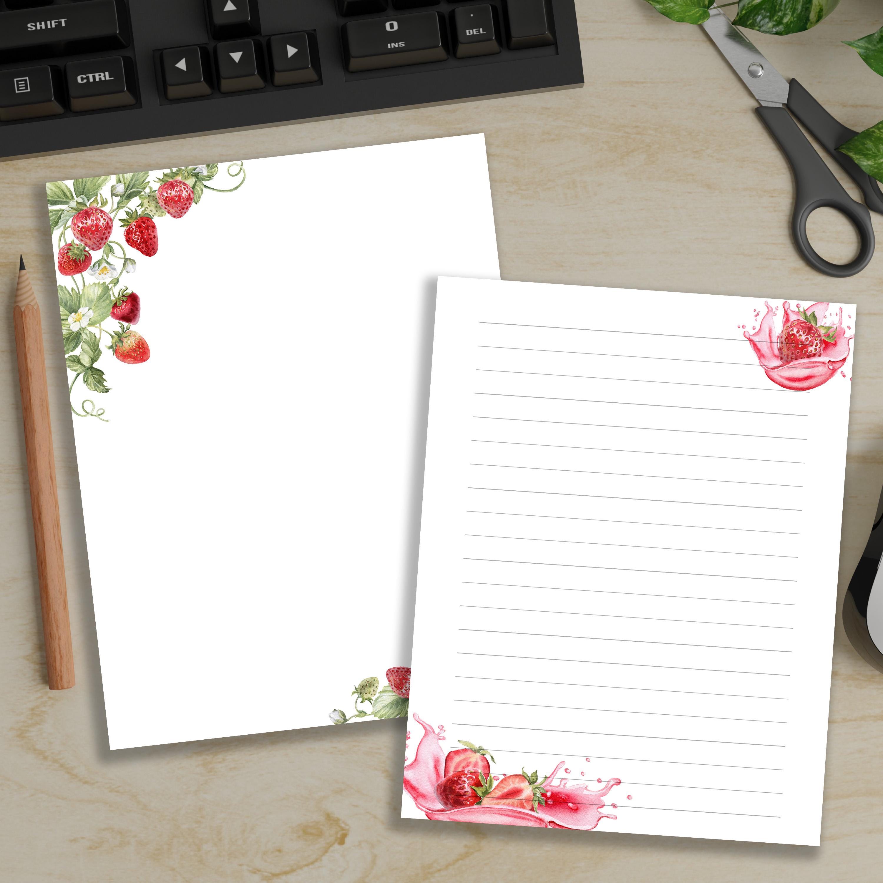 Strawberry Printable Stationary, Strawberry Stationary, Writing Paper ...