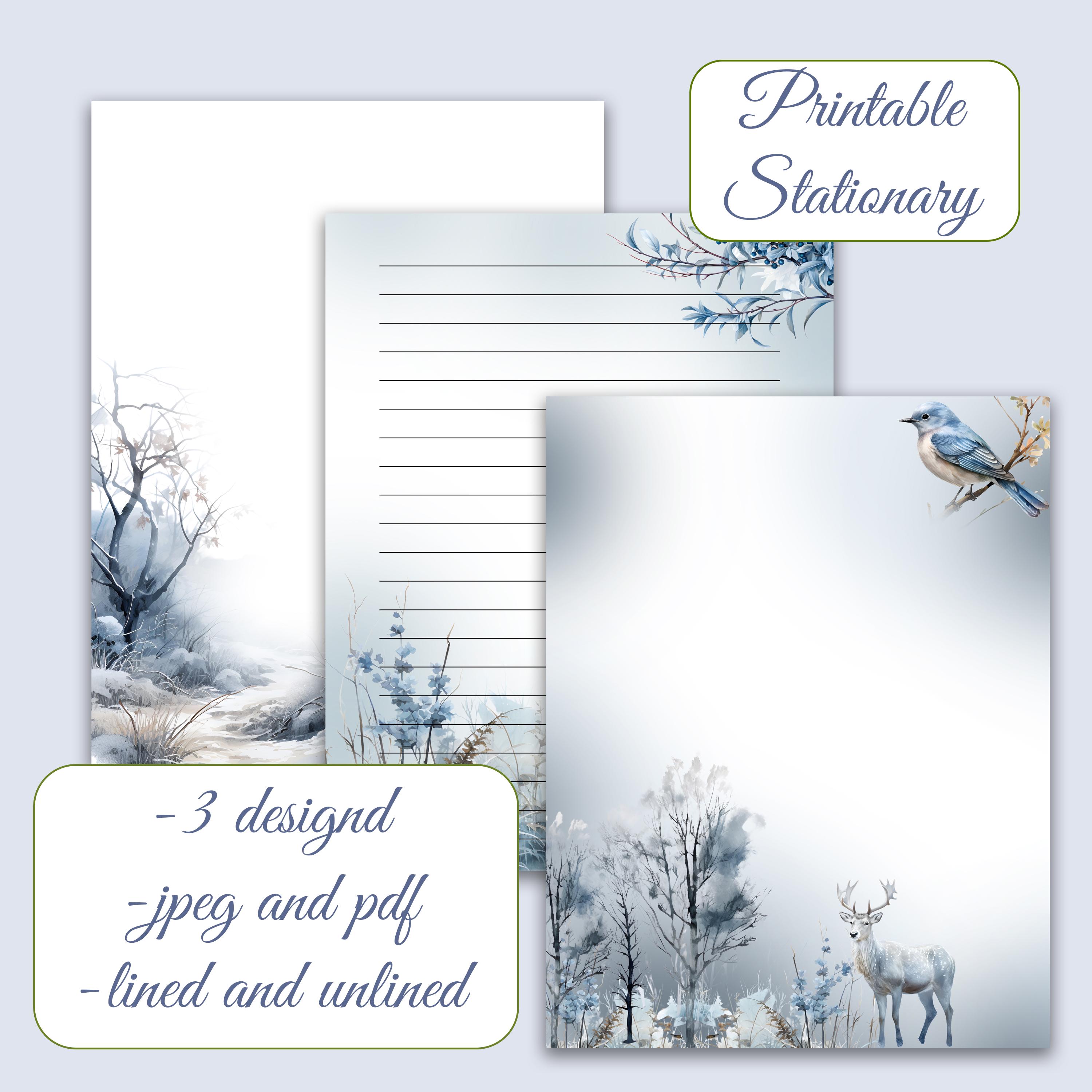 Winter Printable Stationary, Forest Stationary, Forest Writing Paper ...