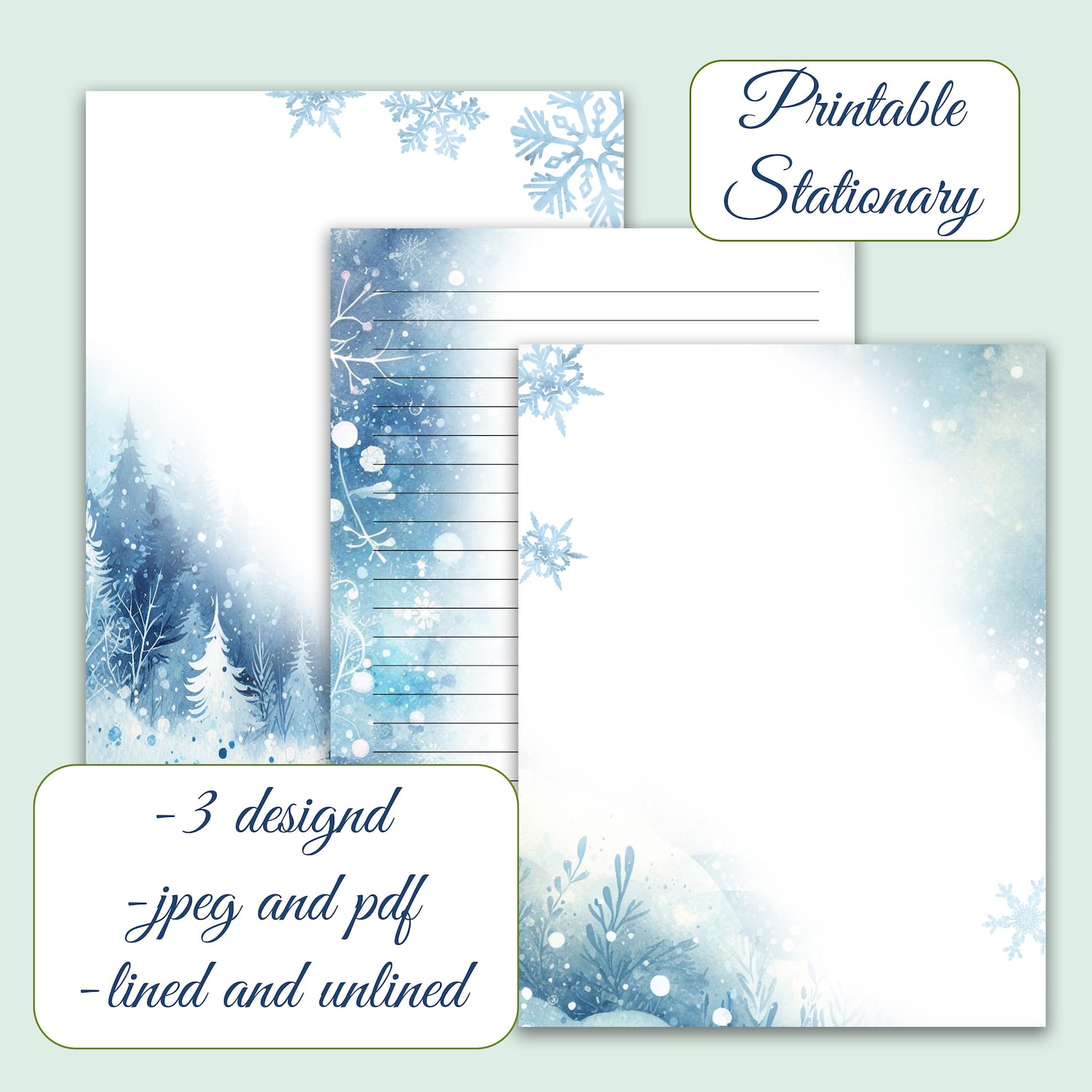 Printable Stationary, Winter Stationary, Snowflakes Writing Paper ...