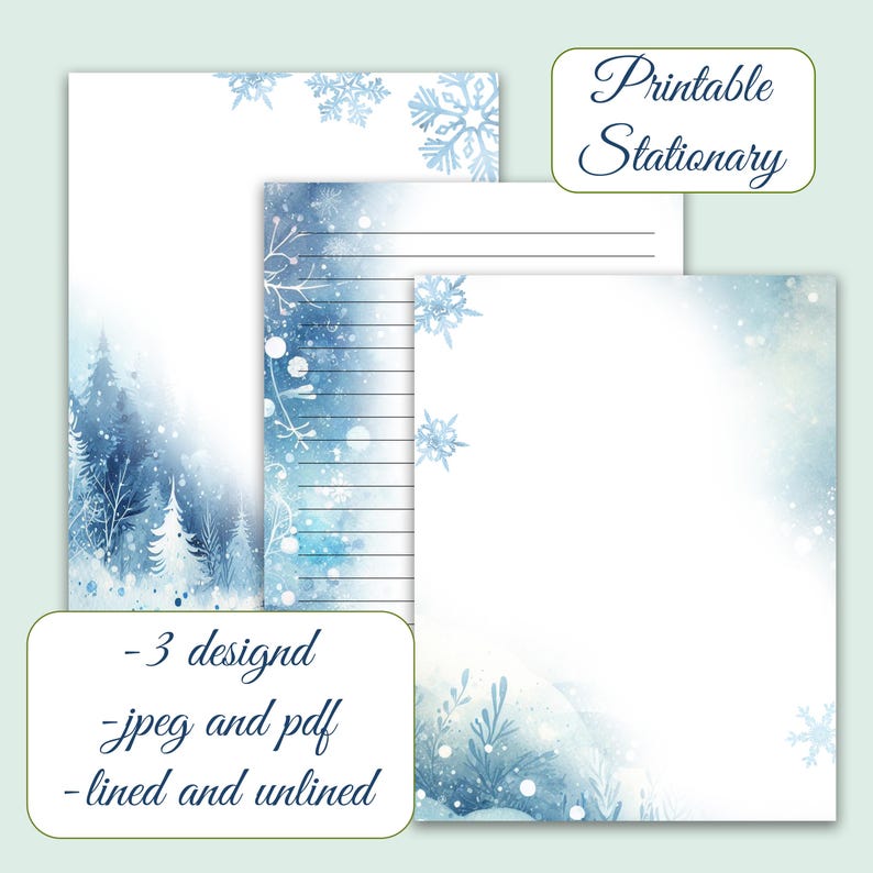 Printable Stationary, Winter Stationary, Snowflakes Writing Paper ...
