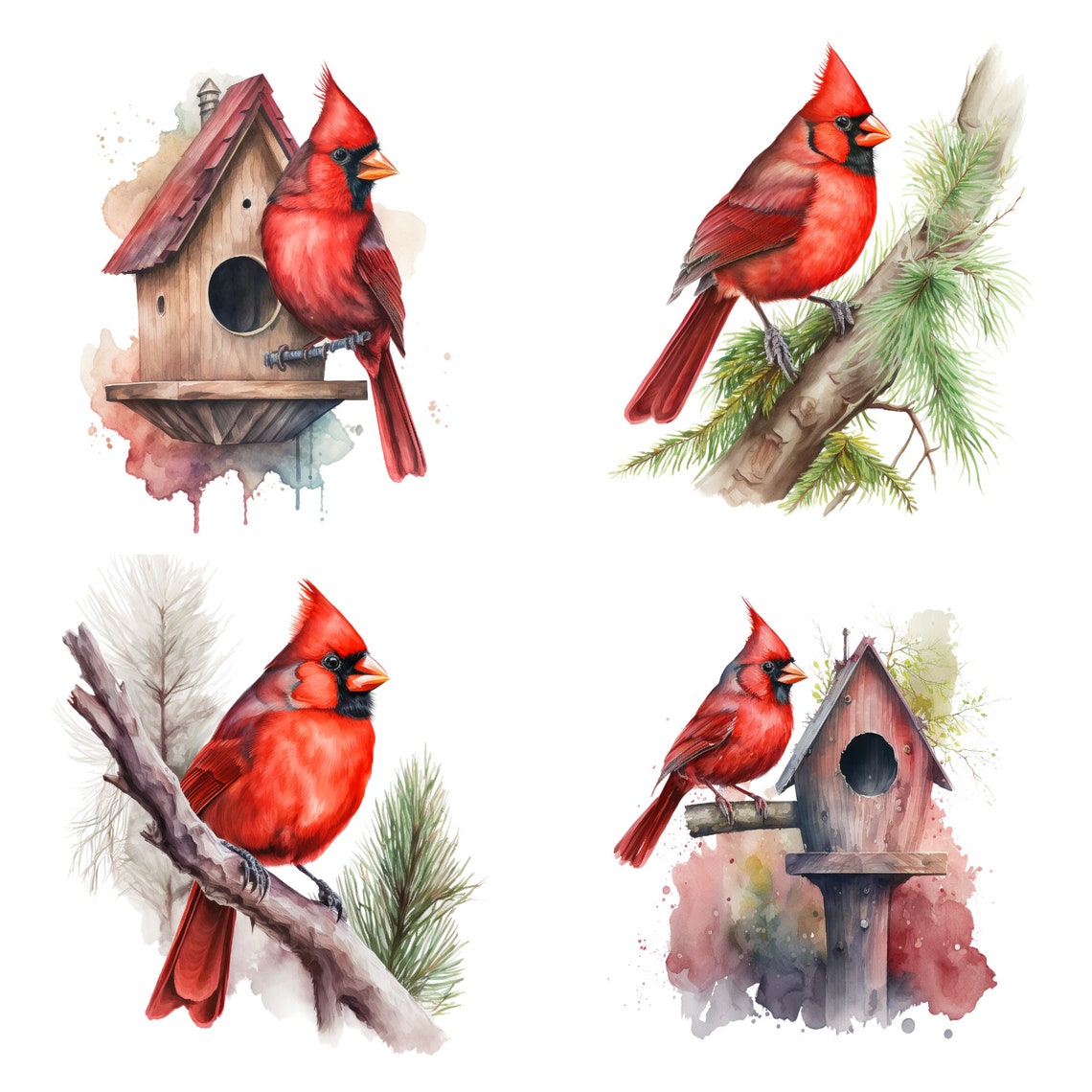 Red Cardinal Clipart, Bird Clipart, Red Cardinal Bird, Spring Bird ...
