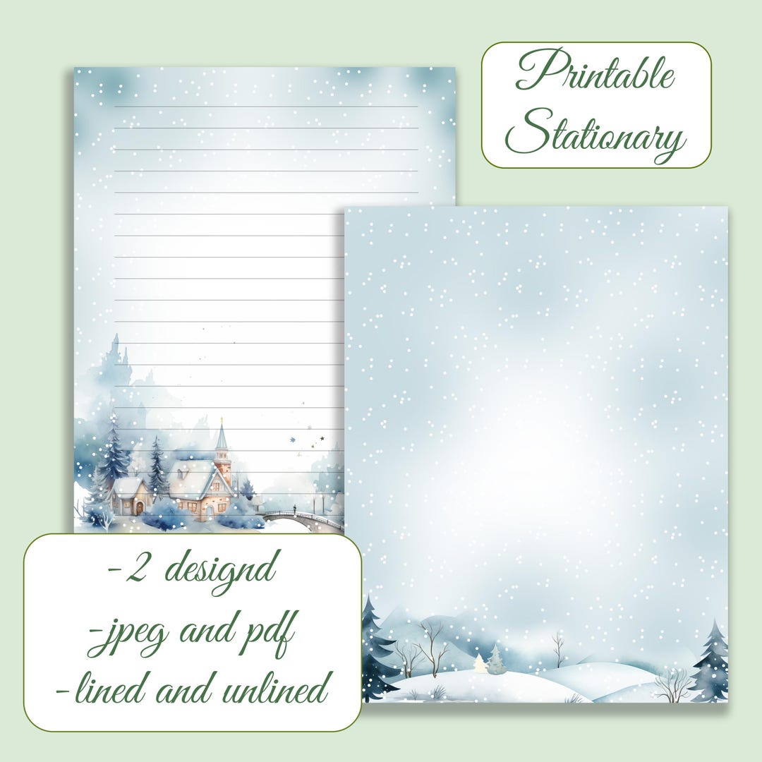 Winter Landscape Printable Stationary, Winter Stationary, Writing Paper ...