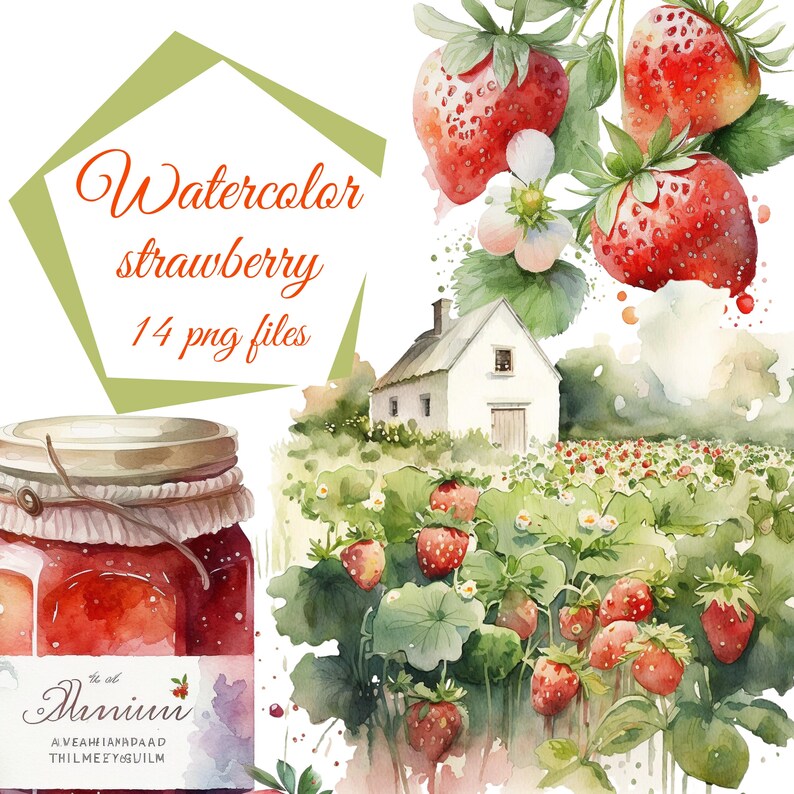 Strawberry Clipart, Watercolor Strawberry, Berry Illustration ...