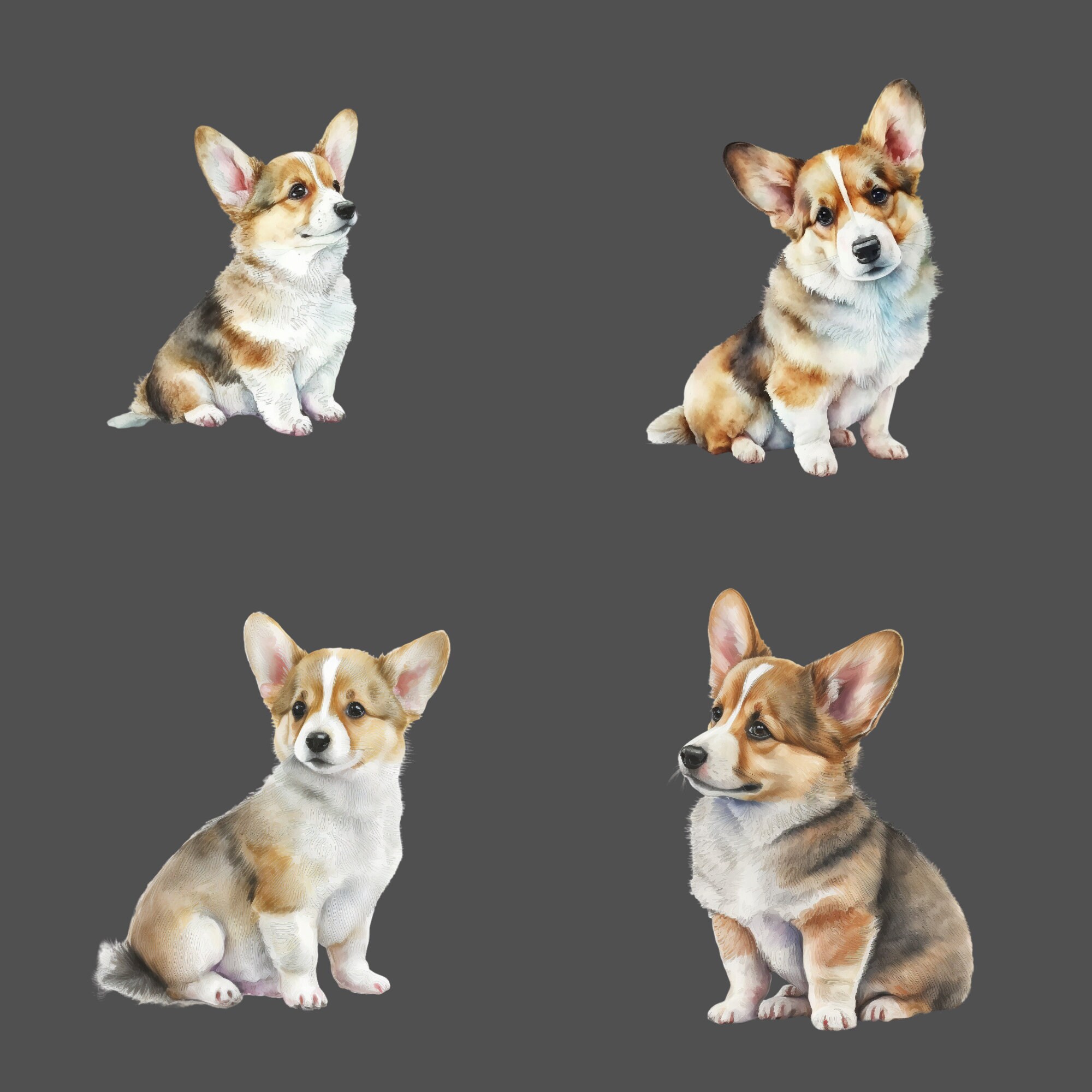 Watercolor Corgi Clipart, Corgi Illustration, Puppy Clipart, Cute Dog ...